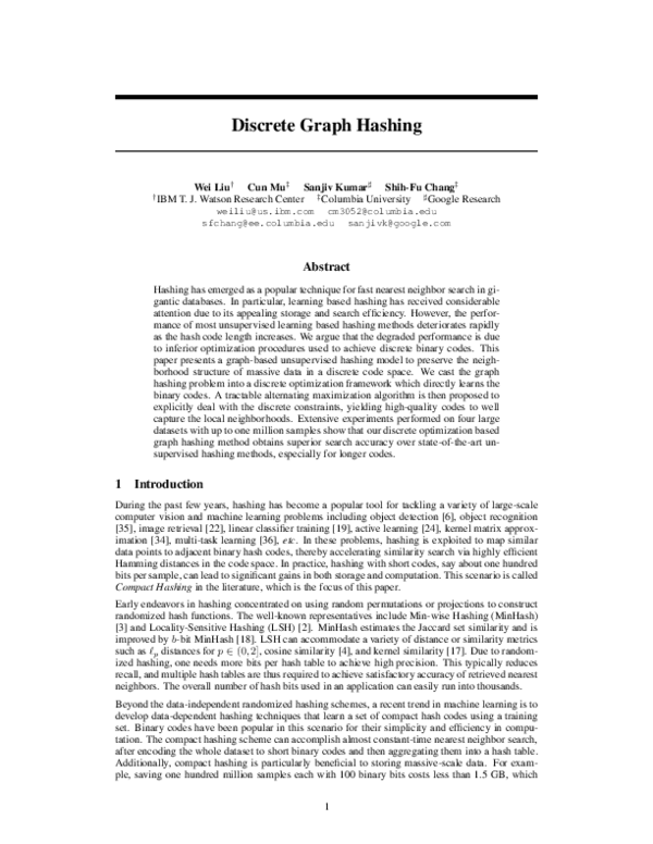 (PDF) Discrete Graph Hashing