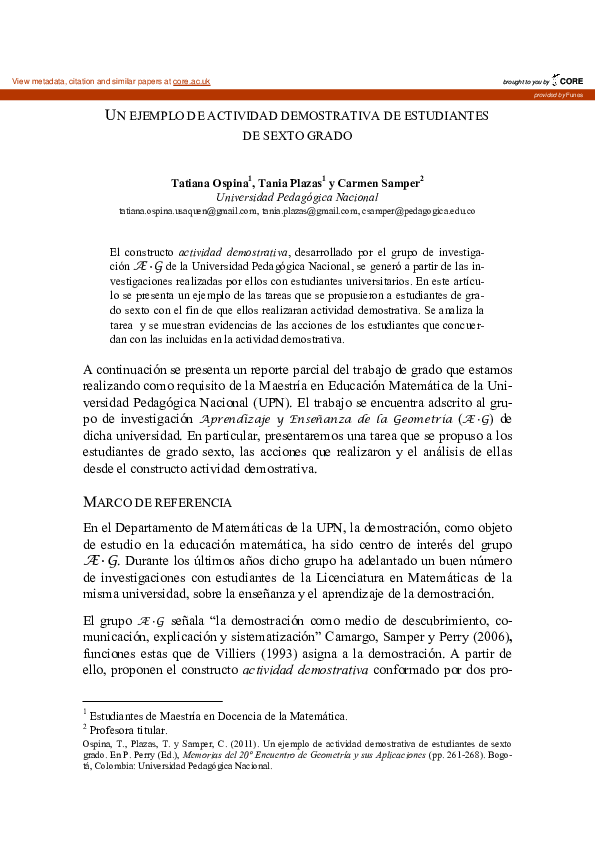 (PDF) Un ejemplo de actividad demostrativa de estudiantes de sexto grado
