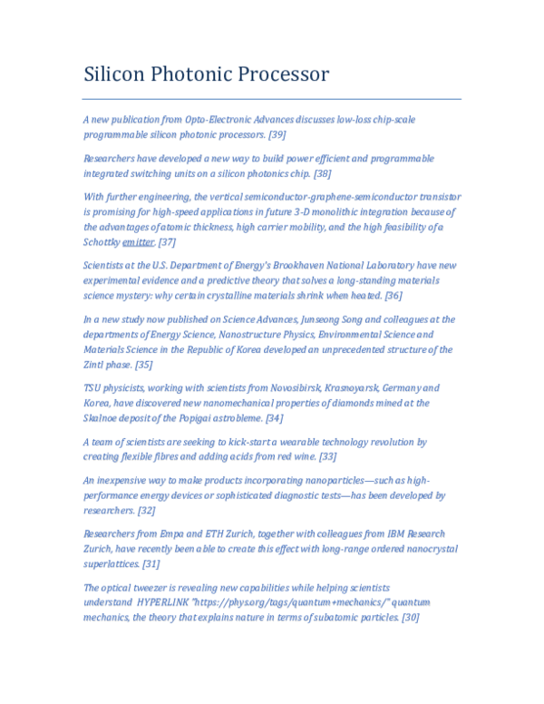 (PDF) Silicon Photonic Processor