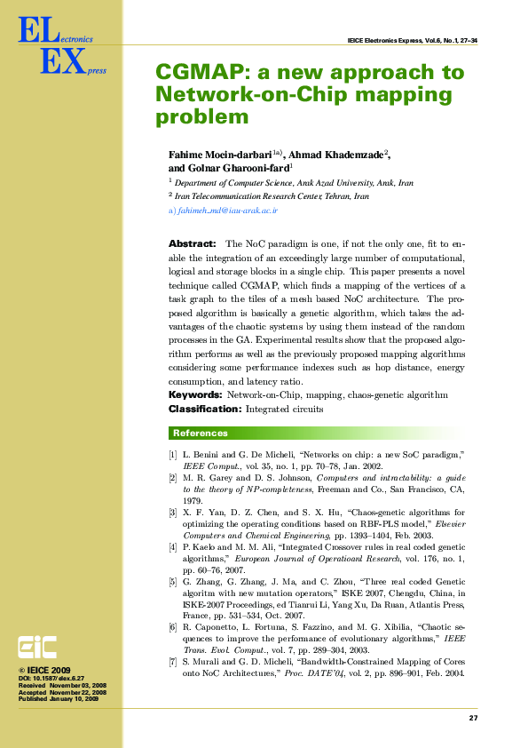 (PDF) CGMAP: a new approach to Network-on-Chip mapping problem