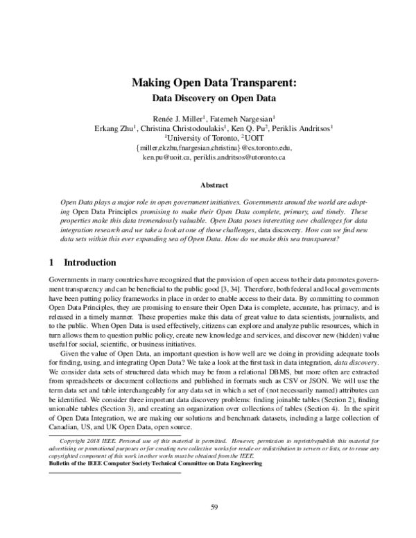 (PDF) Making Open Data Transparent: Data Discovery on Open Data