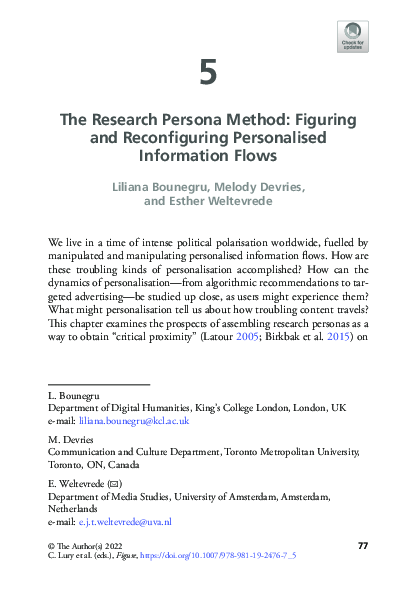 Pdf The Research Persona Method Figuring And Reconfiguring Personalised Information Flows