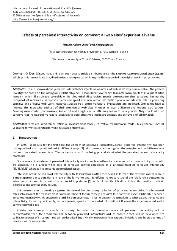 (PDF) Effects of perceived interactivity on commercial web sites ...