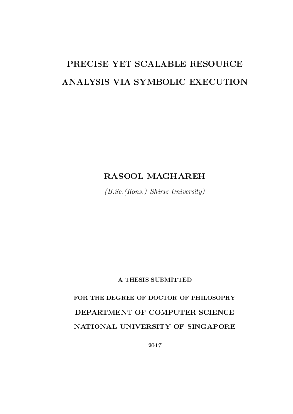 (PDF) Precise Yet Scalable Resource Analysis via Symbolic Execution
