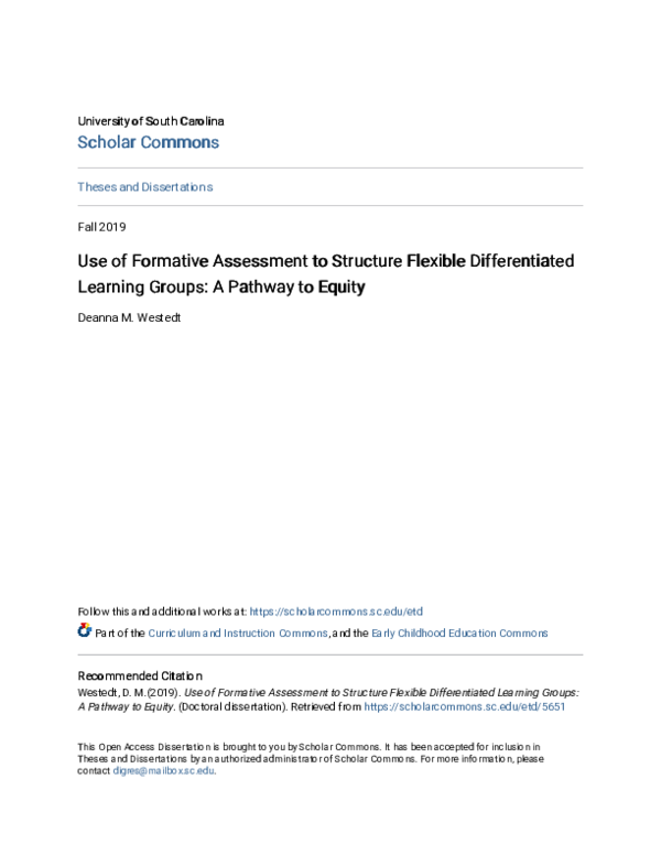 (PDF) Use of Formative Assessment to Structure Flexible Differentiated ...