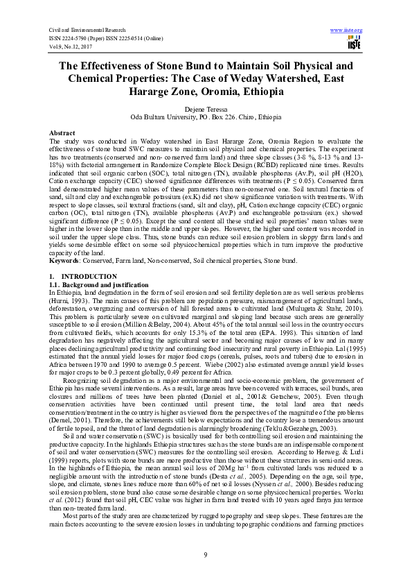 (PDF) The Effectiveness of Stone Bund to Maintain Soil Physical and ...