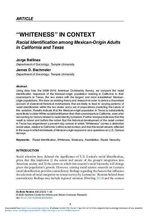 (PDF) “Whiteness” in Context