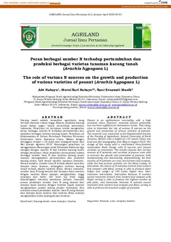 (PDF) Peran berbagai sumber N terhadap pertumbuhan dan produksi berbagai varietas tanaman kacang ...