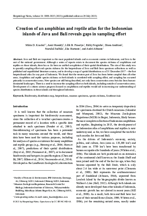 (PDF) Creation of an amphibian and reptile atlas for the Indonesian ...