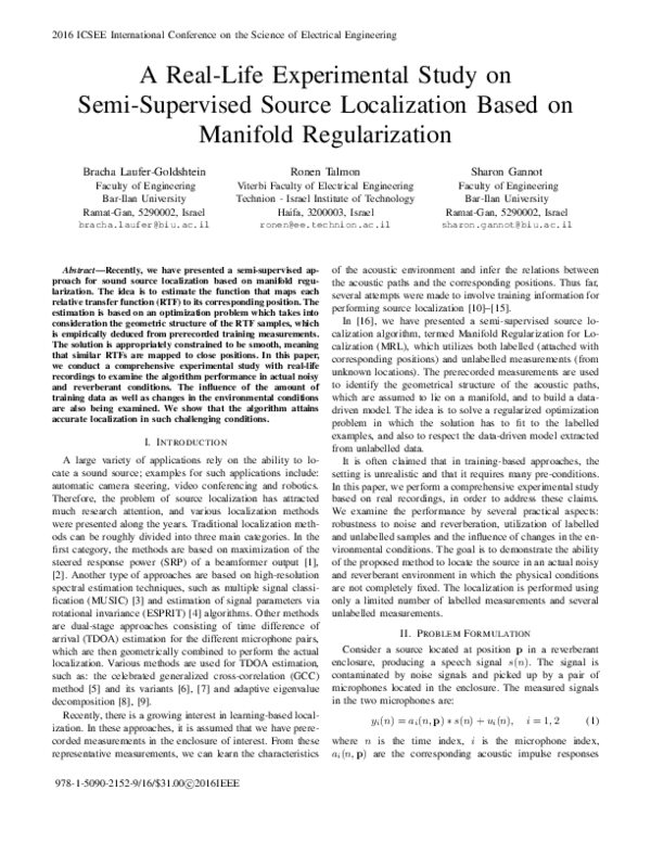 (PDF) A real-life experimental study on semi-supervised source localization based on manifold ...