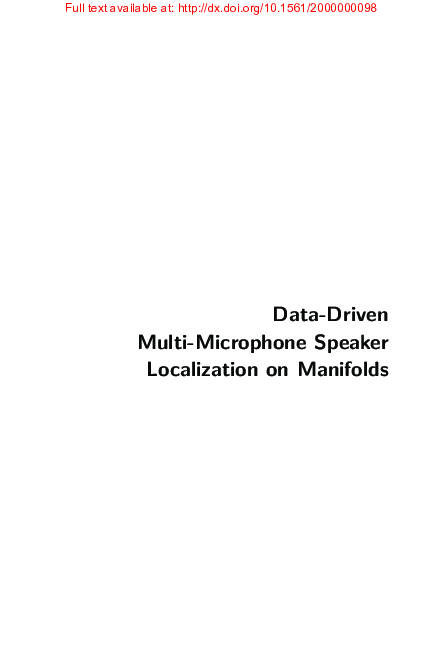 Pdf Data Driven Multi Microphone Speaker Localization On Manifolds