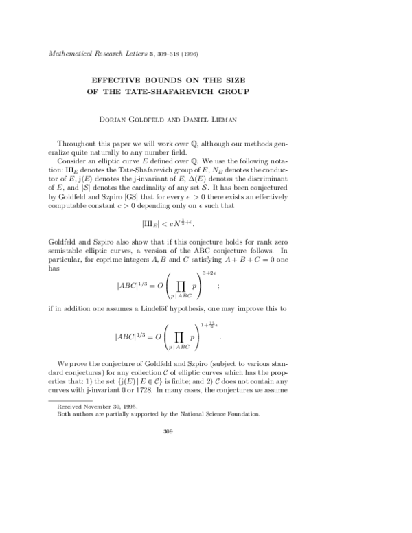 (PDF) Effective bounds on the size of the Tate-Shafarevich group