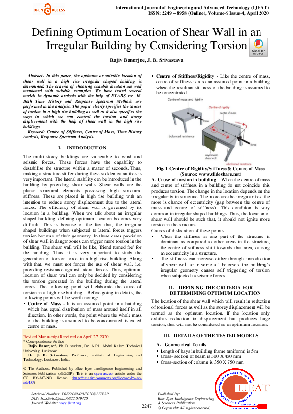 (PDF) Defining Optimum Location of Shear Wall in an Irregular Building ...