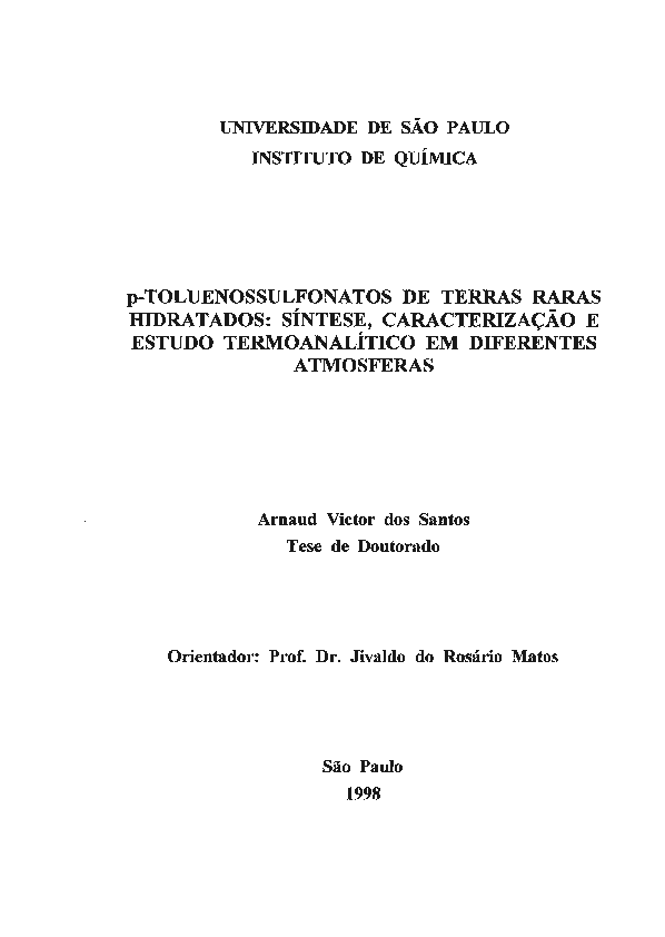 (PDF) p-Toluenossulfatos de terras raras hidratados: síntese ...