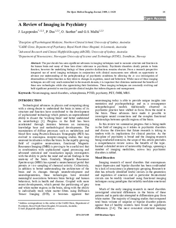 (PDF) A Review of Imaging in Psychiatry