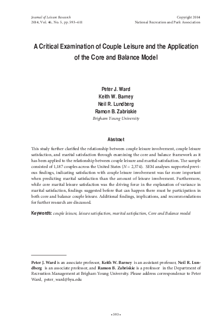 (PDF) A Critical Examination of Couple Leisure and the Application of ...