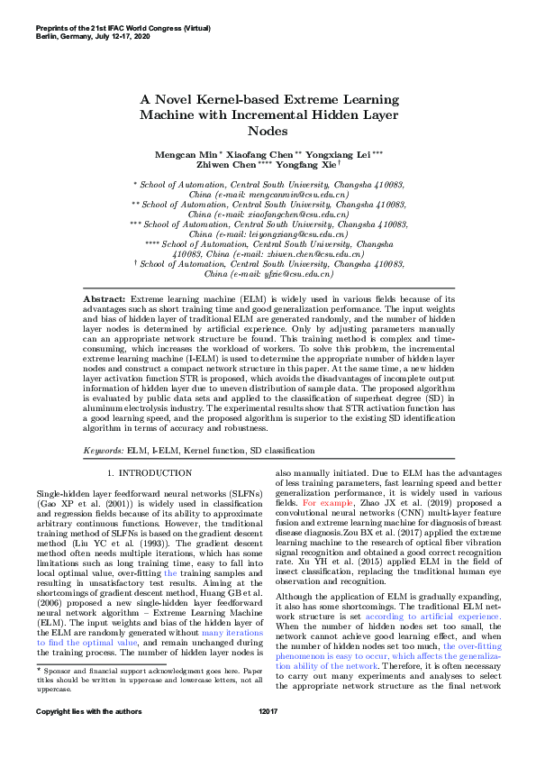 Pdf A Novel Kernel Based Extreme Learning Machine With Incremental