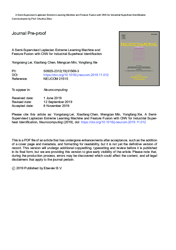 A semi-supervised Laplacian extreme learning machine and feature fusion with CNN for industrial ...