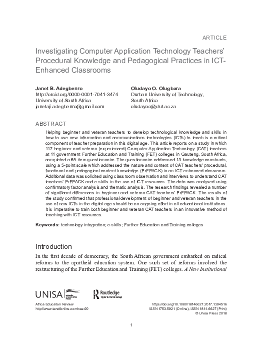 (PDF) Investigating Computer Application Technology Teachers ...