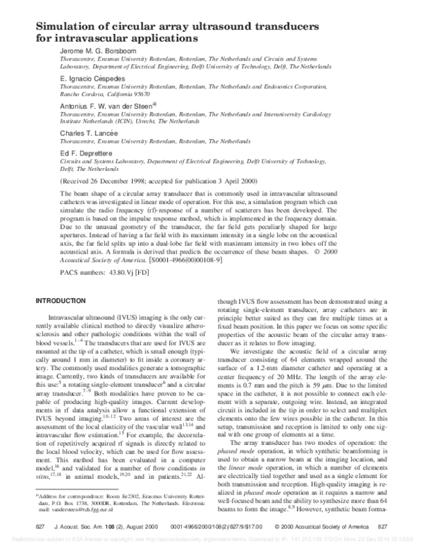 (PDF) Simulation of circular array ultrasound transducers for intravascular applications