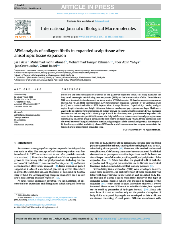 (PDF) AFM analysis of collagen fibrils in expanded scalp tissue after ...