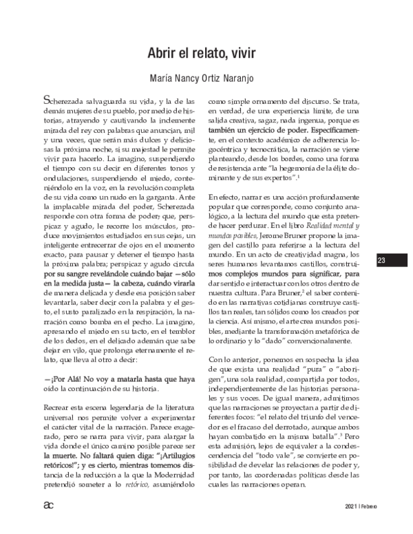 (PDF) Abril el relato, vivir
