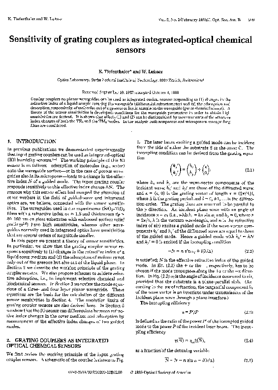 (PDF) Sensitivity of grating couplers as integrated-optical chemical ...