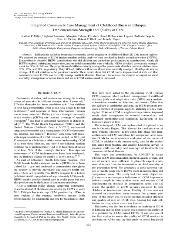 (PDF) Integrated Community Case Management of Childhood Illness in ...
