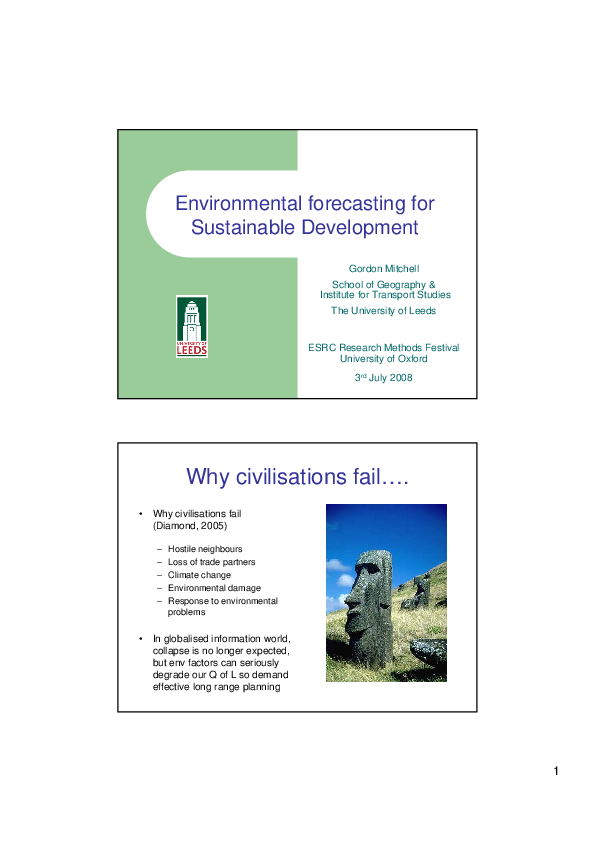 (PDF) Forecasting for Sustainable Urban Development