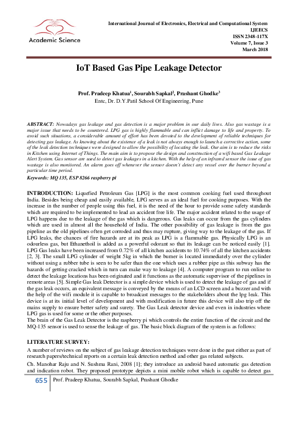 (PDF) 655 IoT Based Gas Pipe Leakage Detector