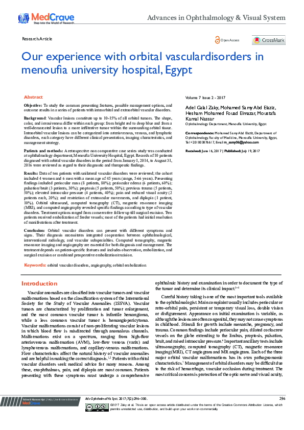 (PDF) Our Experience with Orbital VascularDisorders in Menoufia ...