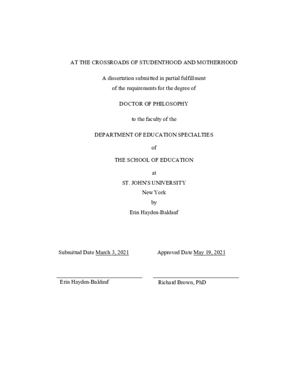 (PDF) At the Crossroads of Studenthood and Motherhood