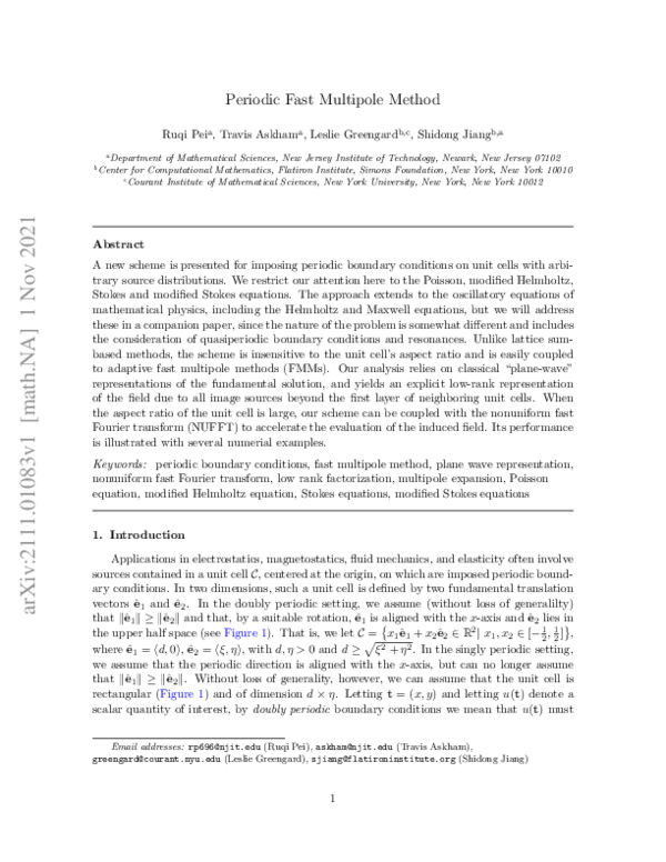 (PDF) Periodic Fast Multipole Method