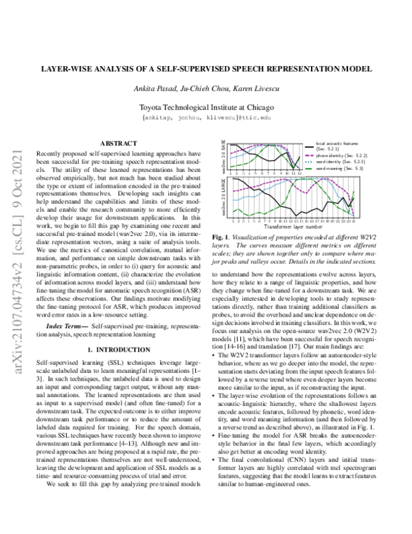 Pdf Layer Wise Analysis Of A Self Supervised Speech Representation Model