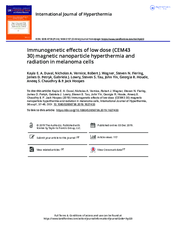 (PDF) Immunogenetic effects of low dose (CEM43 30) magnetic ...