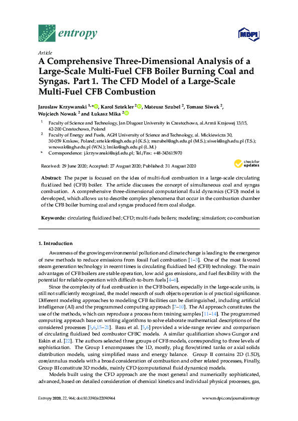 (PDF) A Comprehensive Three-Dimensional Analysis of a Large-Scale Multi-Fuel CFB Boiler Burning ...
