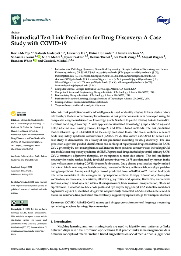 (PDF) Biomedical Text Link Prediction for Drug Discovery: A Case Study ...