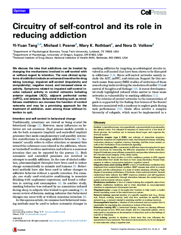 (PDF) Circuitry of self-control and its role in reducing addiction