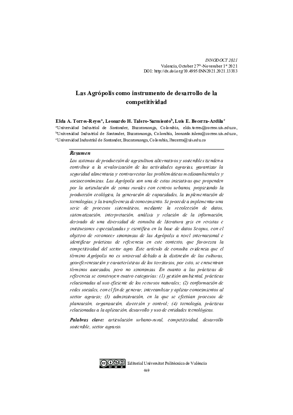(PDF) Las Agrópolis como instrumento de desarrollo de la competitividad | Luis Eduardo Becerra ...