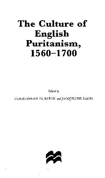 (PDF) The Culture of English Puritanism, 1560-1700