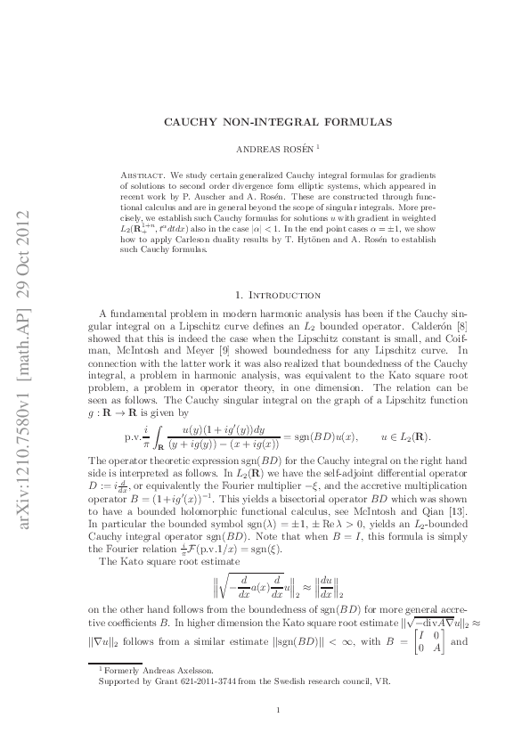 (PDF) Cauchy non-integral formulas