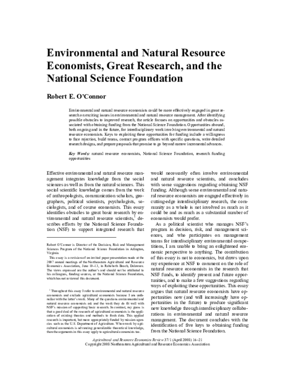 (PDF) Environmental and Natural Resource Economists, Great Research ...