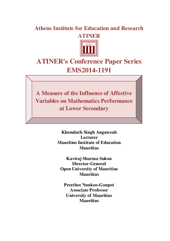 (PDF) ATINER's Conference Paper Series EMS2014-1191