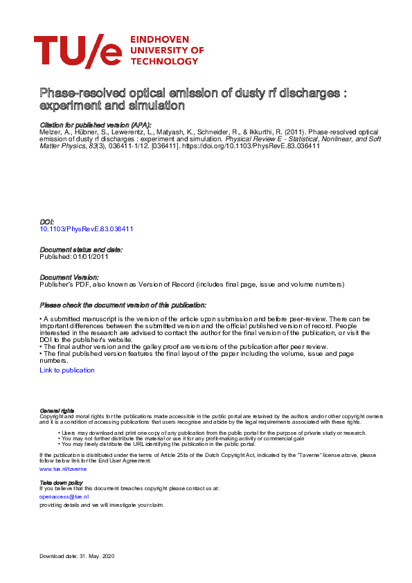 (PDF) Phase-resolved optical emission of dusty rf discharges ...
