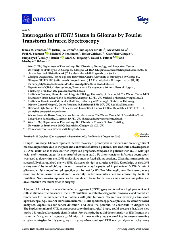 (PDF) Interrogation of IDH1 Status in Gliomas by Fourier Transform ...