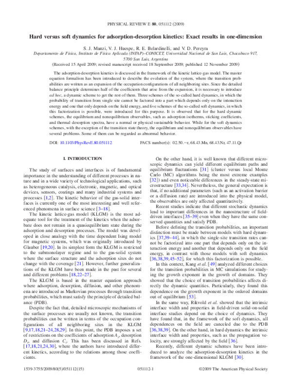 (PDF) Hard versus soft dynamics for adsorption-desorption kinetics ...