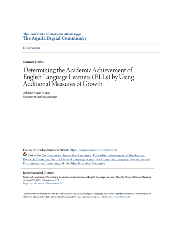 (PDF) Determining the academic achievement of English language learners (ELLs) by using ...