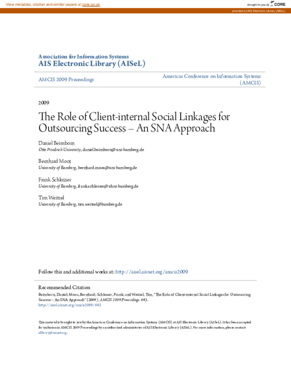 (PDF) The Role of Client-internal Social Linkages for Outsourcing ...