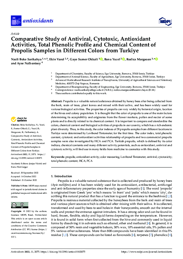 (PDF) Comparative Study of Antiviral, Cytotoxic, Antioxidant Activities ...
