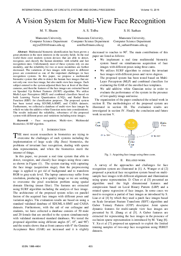 (PDF) A Vision System for Multi-View Face Recognition